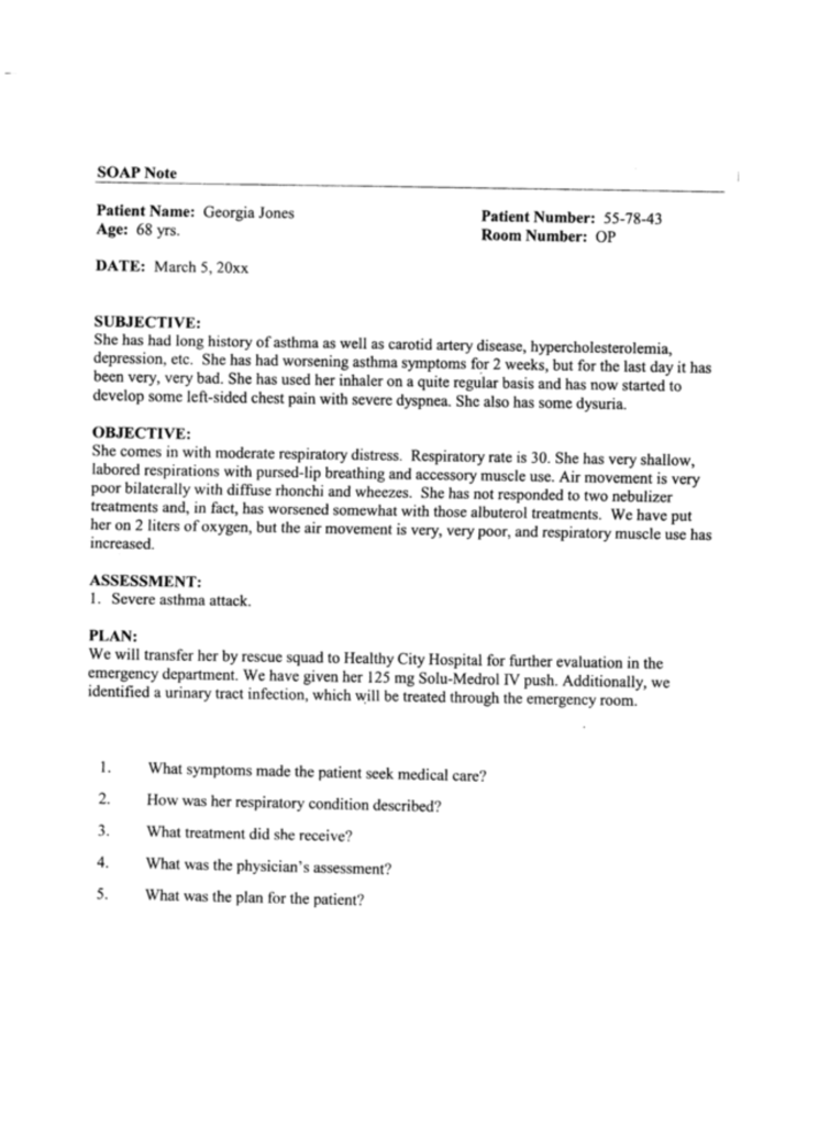 Solved SOAP Note Patient Name: Georgia Jones Age: 68 yrs. | Chegg.com