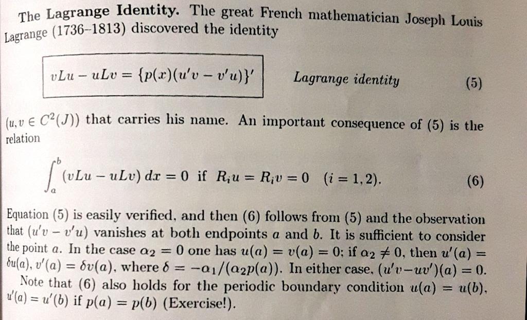 The Lagrange Identity. The great French mathematician | Chegg.com