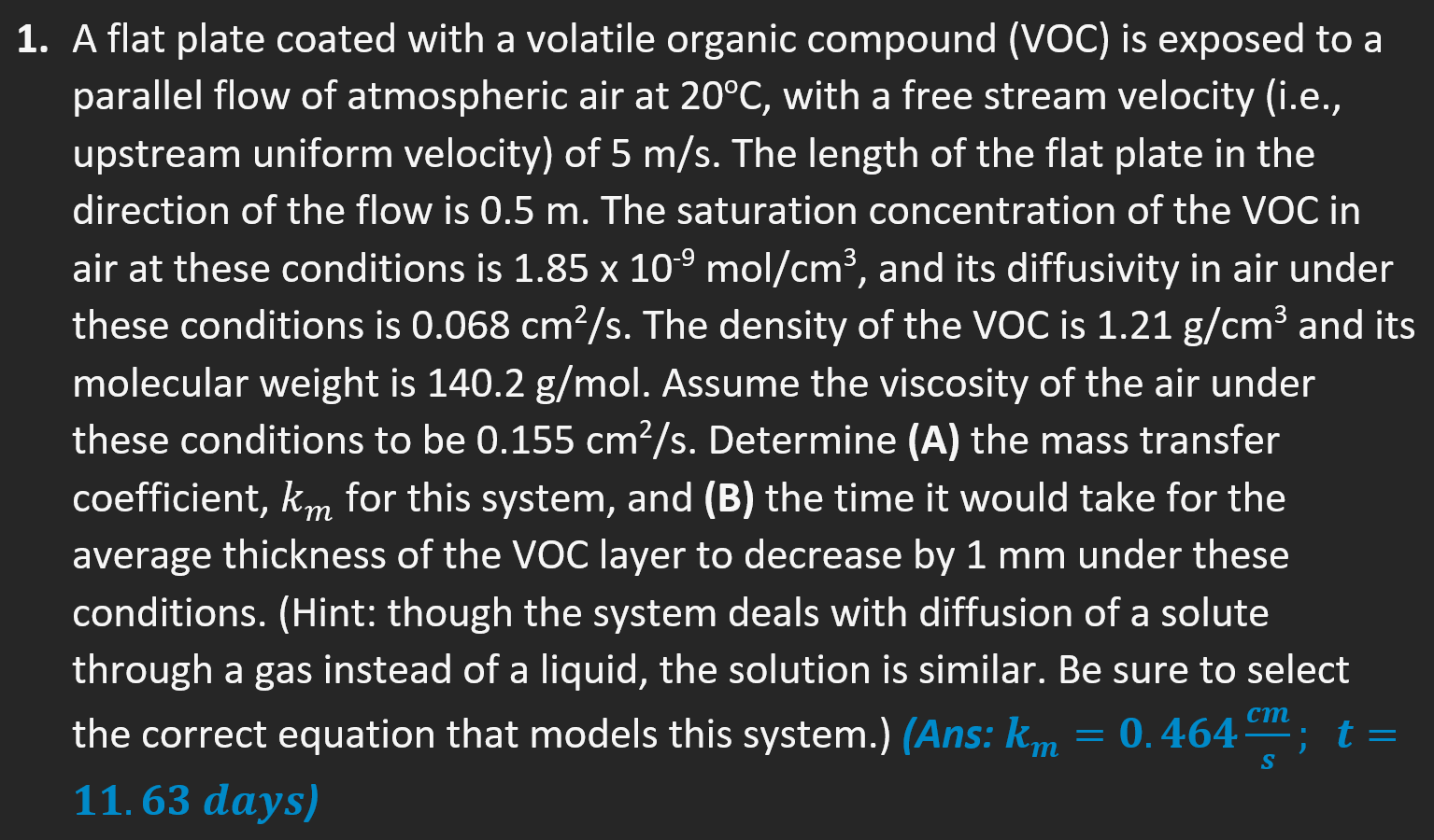Solved A flat plate coated with a volatile organic compound | Chegg.com