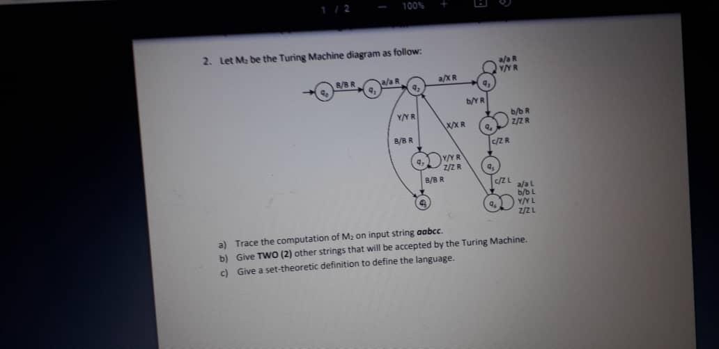 Solved 100% 2. Let me be the Turing Machine diagram as | Chegg.com