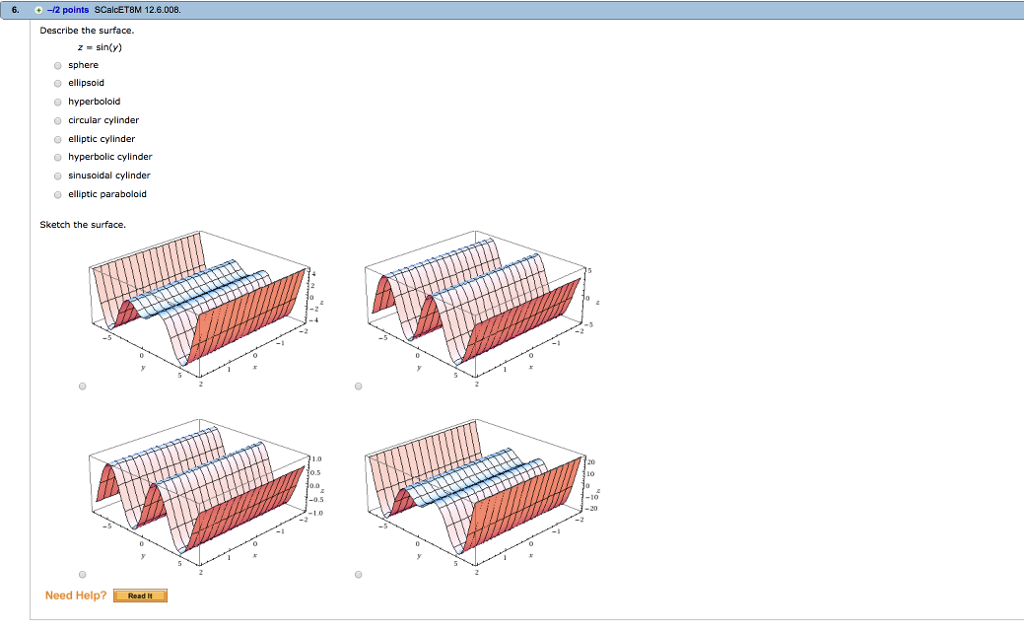 Solved 6. -12 points SCalcET8M 12.6.008. Describe the | Chegg.com