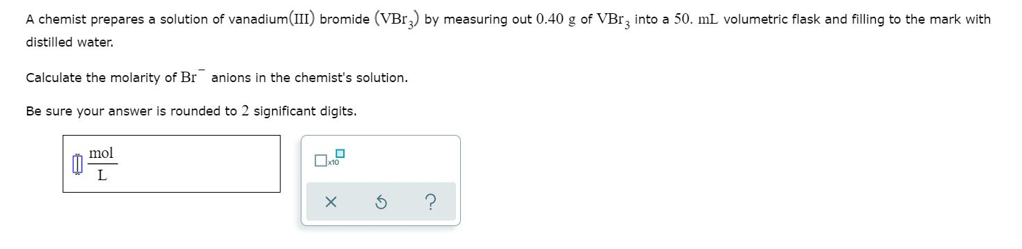 Solved A chemist prepares a solution of vanadium(III) | Chegg.com