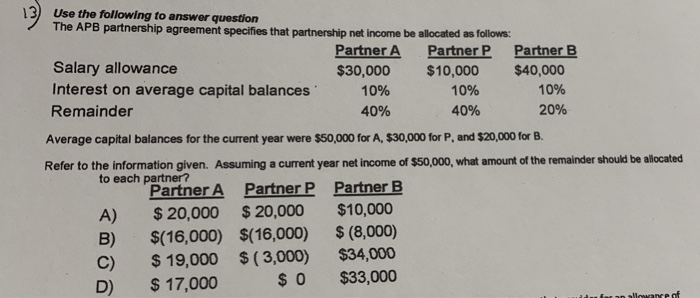 Solved 13) Use the following to answer question The APB | Chegg.com