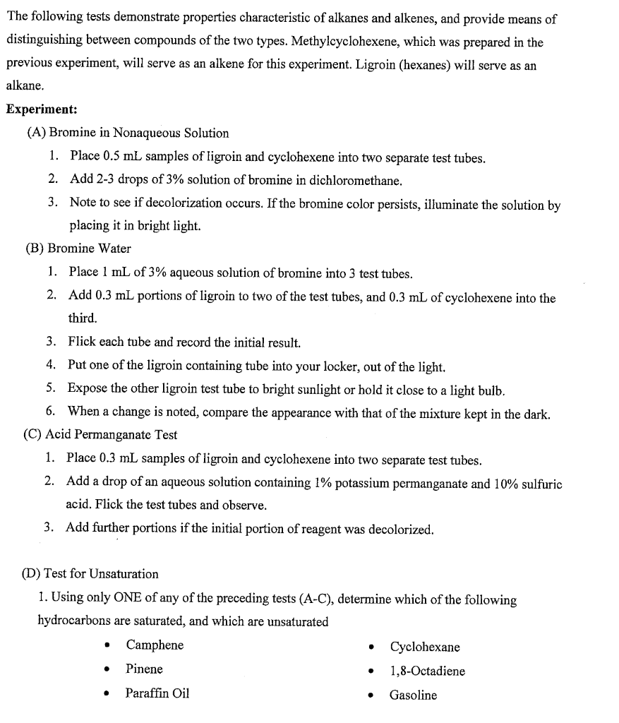 Solved Test Compound Observations Equation of Chemical | Chegg.com