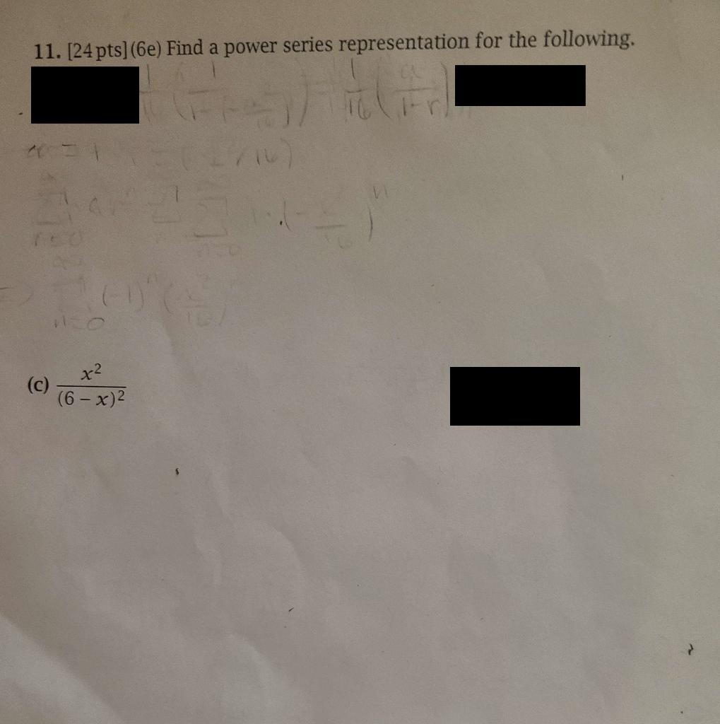 Solved 11. [24 pts] (6e) Find a power series representation | Chegg.com