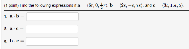 Solved (1 point) Find the following expressions if | Chegg.com