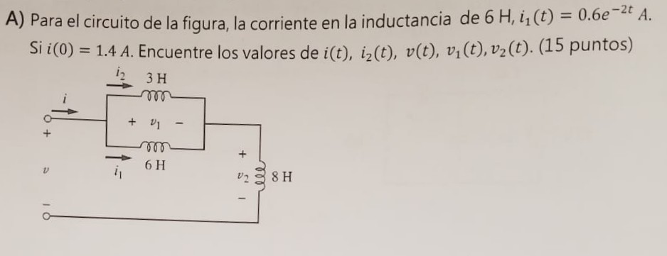 Solved A) Para el circuito de la figura, la corriente en la | Chegg.com