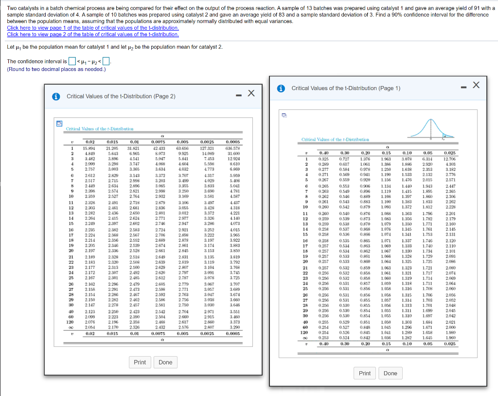 Solved Two catalysts in a batch chemical process are being | Chegg.com