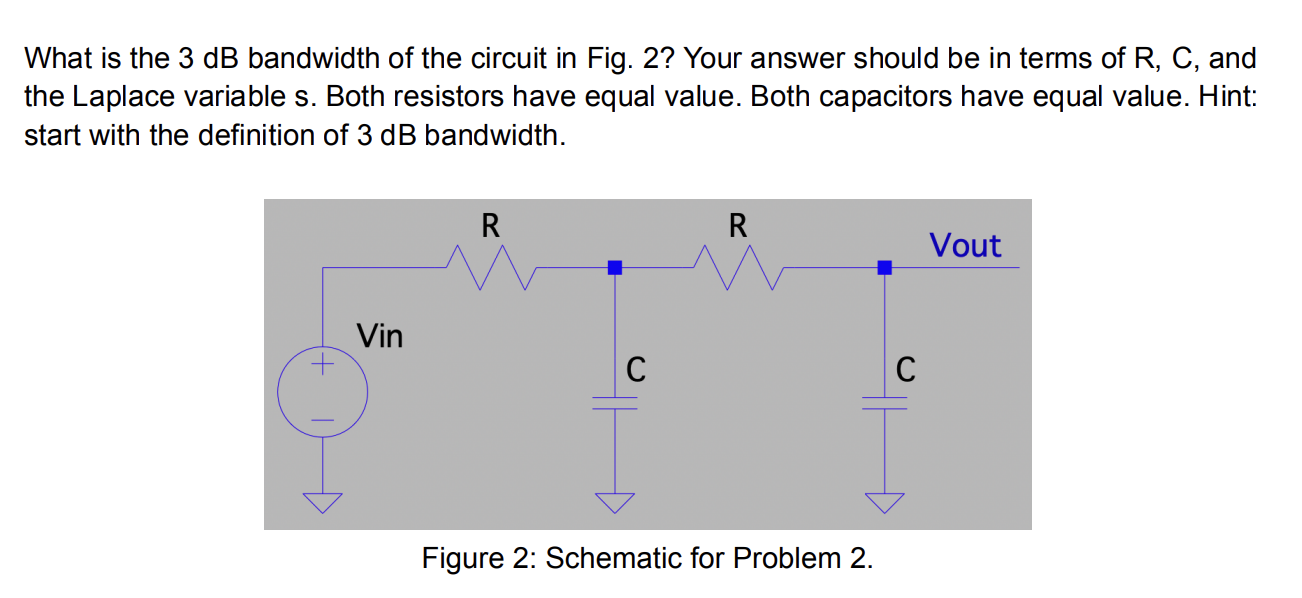 Solved What is the 3 dB bandwidth of the circuit in Fig. 2? | Chegg.com