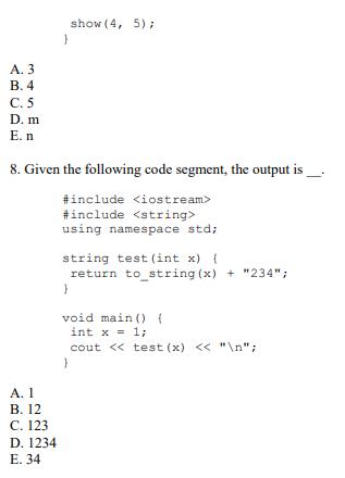 Solved 1. Given the following code, which is a user-defined | Chegg.com