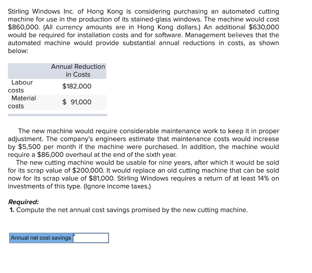 Solved Stirling Windows Inc. of Hong Kong is considering | Chegg.com