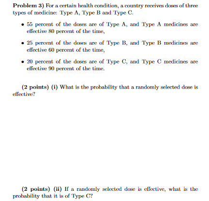Solved Problem 3) For a certain health condition, a country | Chegg.com