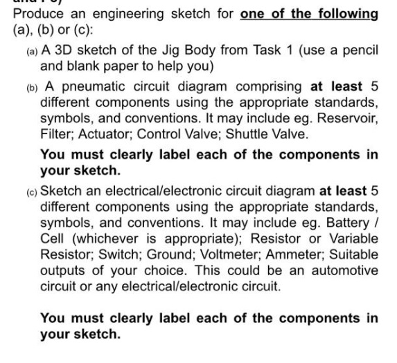 Solved Produce an engineering sketch for one of the | Chegg.com