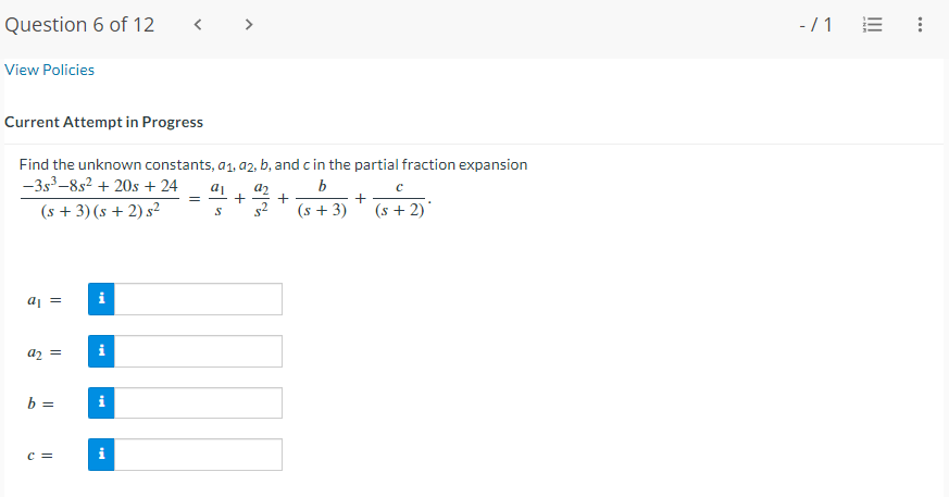 Solved Find the unknown constants, a1,a2,b, and c in the | Chegg.com