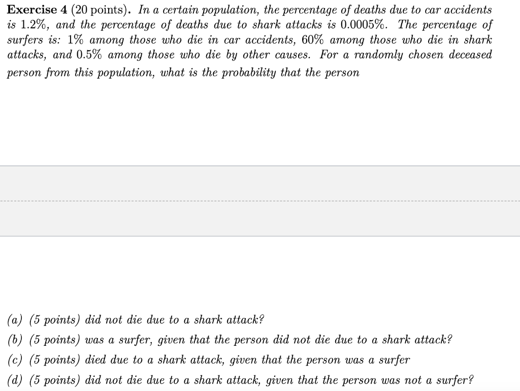 Solved Exercise 4 (20 points). In a certain population, the | Chegg.com