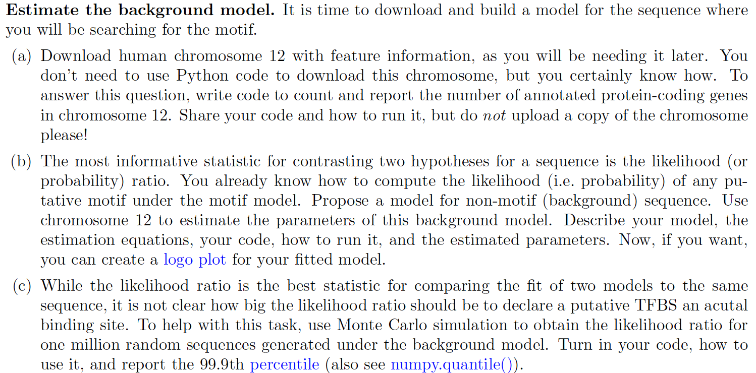 Estimate the background model. It is time to download | Chegg.com