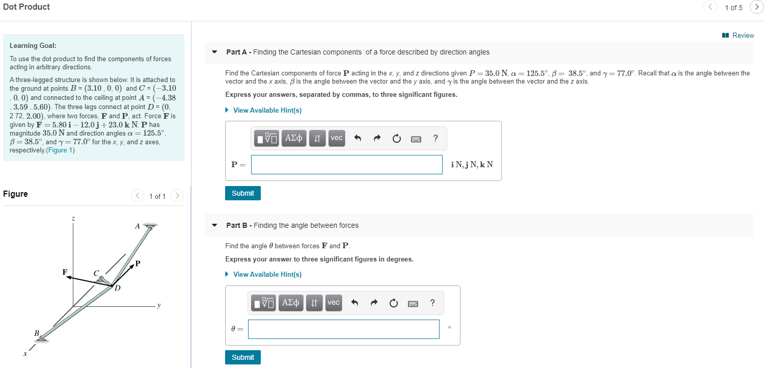Solved Dot Product 1 of 5 Review Part A - Finding the | Chegg.com