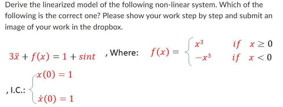 Solved Derive the linearized model of the following | Chegg.com