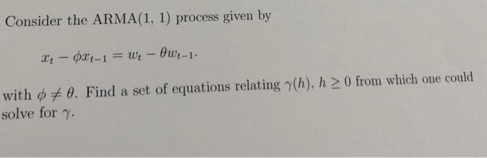 Solved Consider the ARMA(1, 1) process given by t-1 with | Chegg.com Solved Consider the ARMA(1, 1) process given by t-1 with | Chegg.com