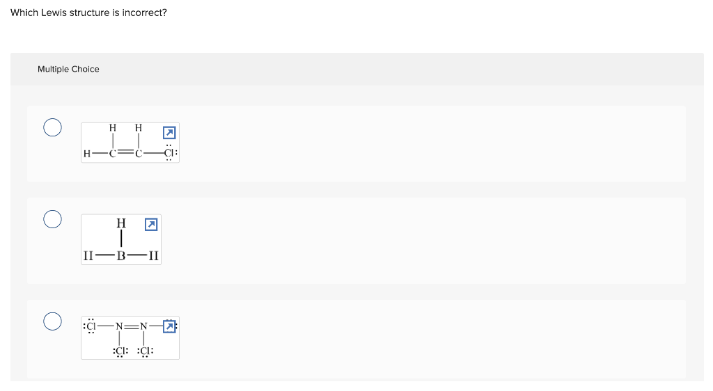 Solved Which Lewis structure is incorrect? Multiple Choice | Chegg.com