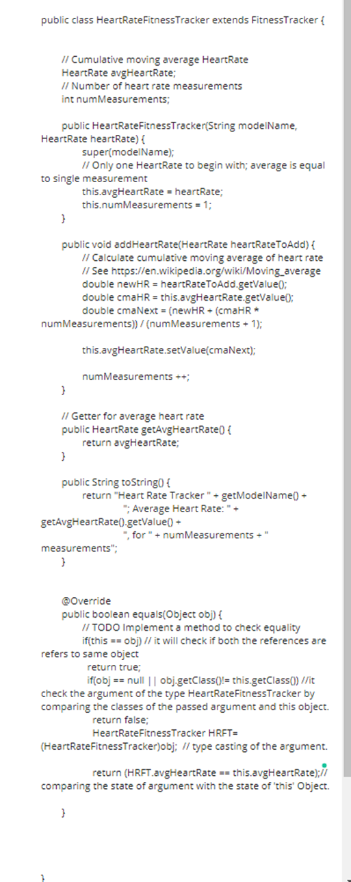 Solved Help Help Help Java Write an equals method for the | Chegg.com