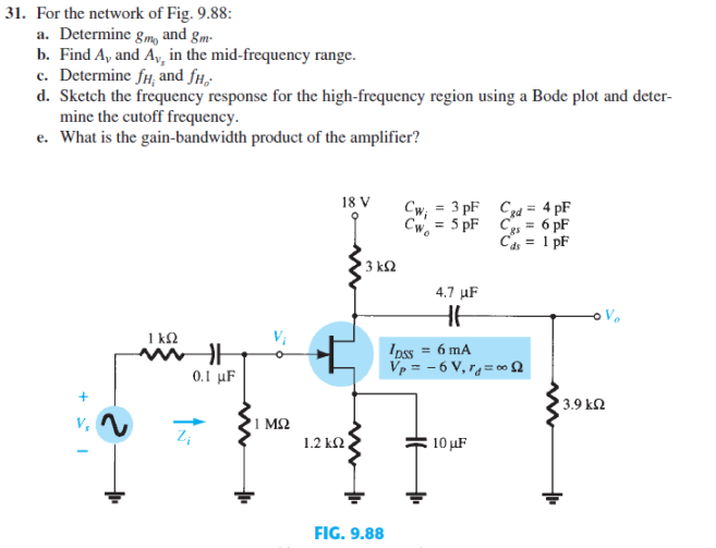 Solved 31. For the network of Fig. 9.88 : a. Determine gm0 | Chegg.com