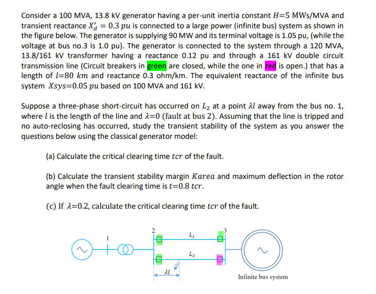 Solved Consider a 100 MVA, 13.8kV generator having a | Chegg.com