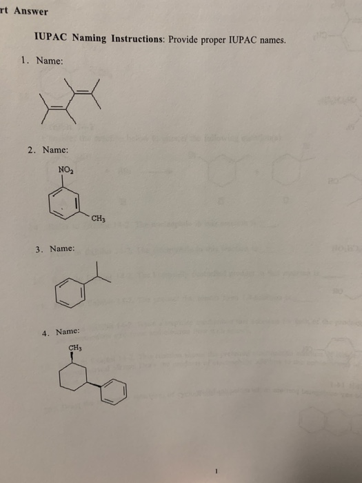 Solved rt Answer IUPAC Naming Instructions: Provide proper | Chegg.com