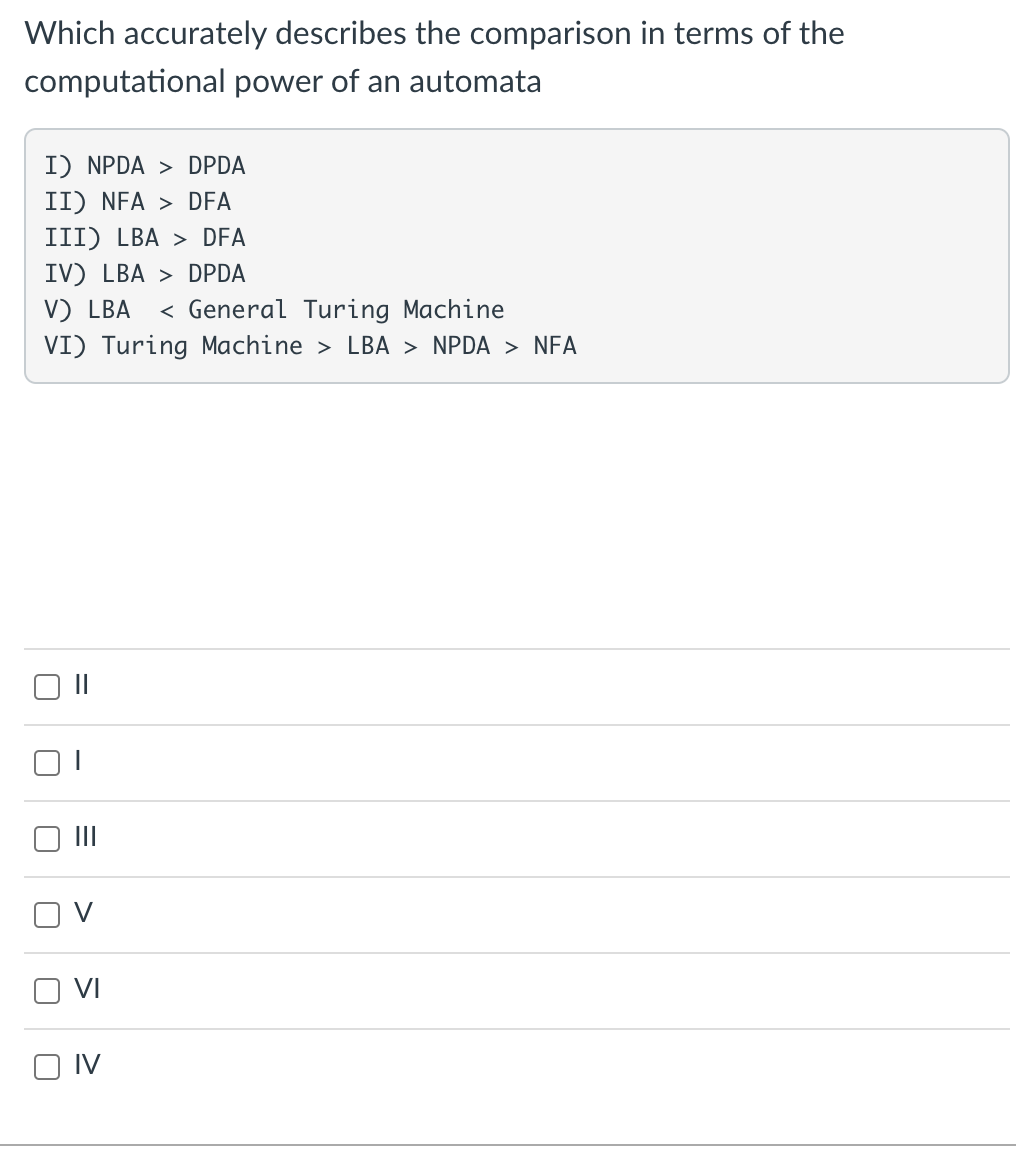 Solved Which accurately describes the comparison in terms of | Chegg.com
