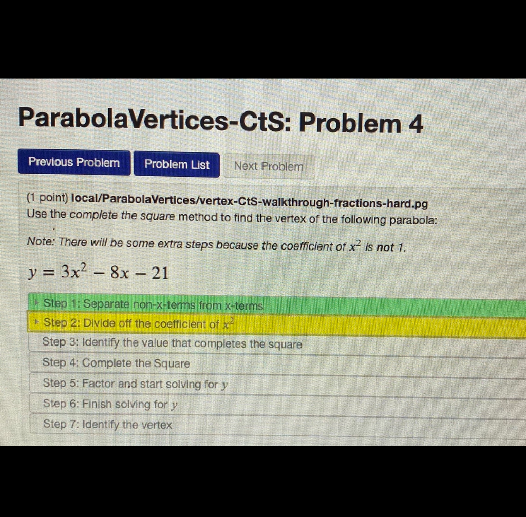 Solved ParabolaVertices-CtS: Problem 4 Previous Problem | Chegg.com