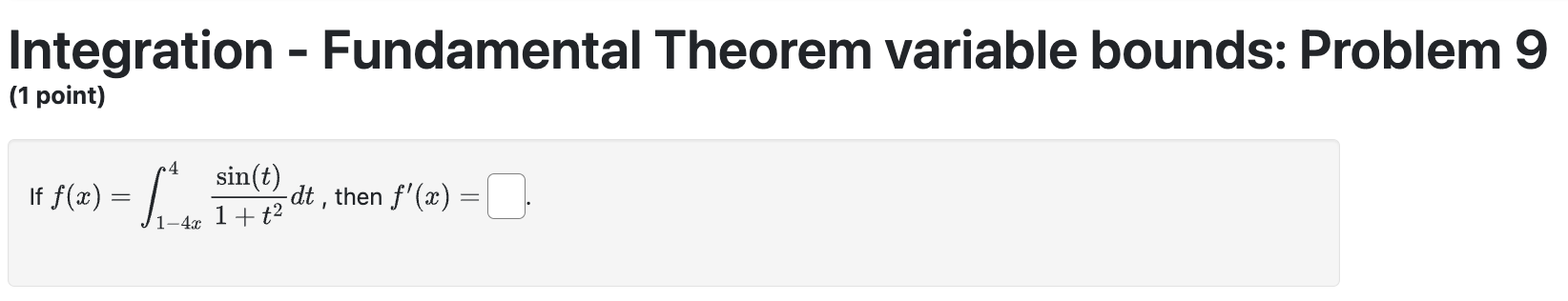 Solved Integration - Fundamental Theorem variable bounds: | Chegg.com