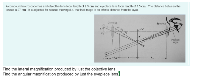 Solved A compound microscope has and objective lens focal | Chegg.com