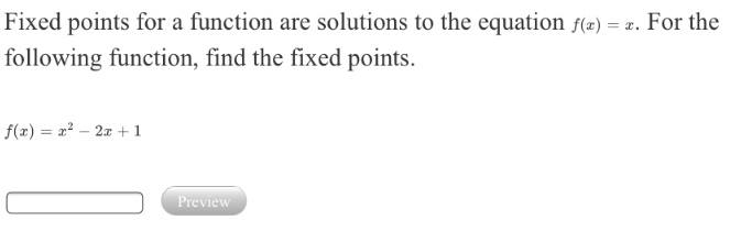 Solved Fixed points for a function are solutions to the | Chegg.com