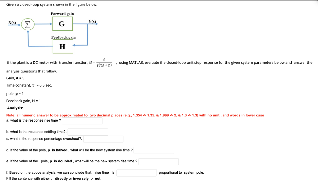 Solved Given a closed-loop system shown in the figure below, | Chegg.com