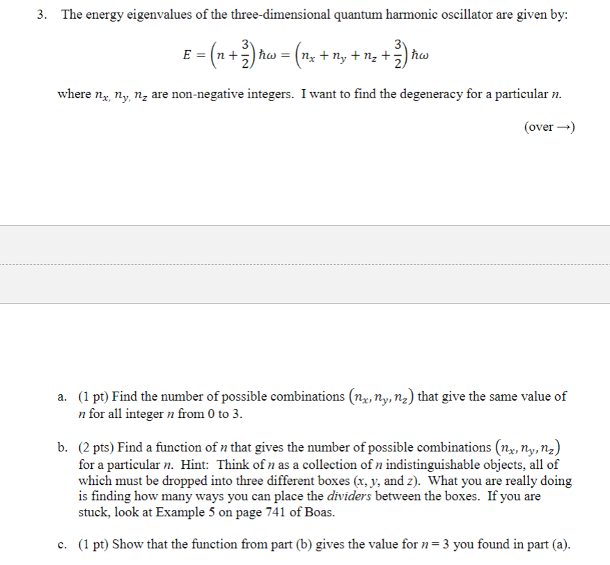 Solved The energy eigenvalues of the three-dimensional | Chegg.com