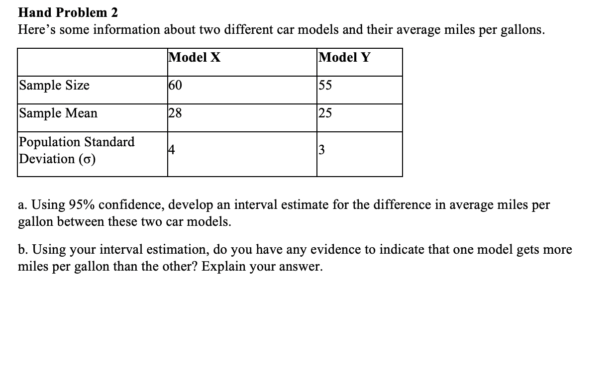Solved Hand Problem 2 Here's some information about two | Chegg.com