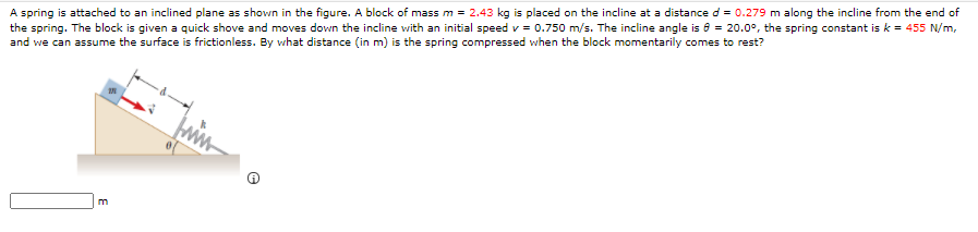 Solved A spring is attached to an inclined plane as shown in | Chegg.com