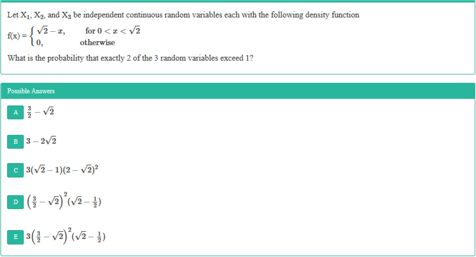 Solved Let X1 X2 and X; be independent continuous random | Chegg.com