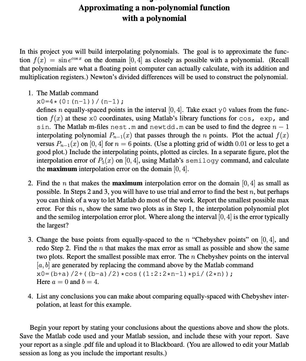 Solved Approximating a non-polynomial function with a | Chegg.com
