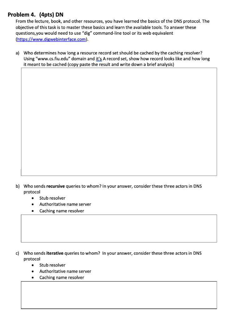 Problem 4. (4pts) DNS From the lecture, book, and | Chegg.com