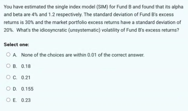 Solved You have estimated the single index model (SIM) for | Chegg.com