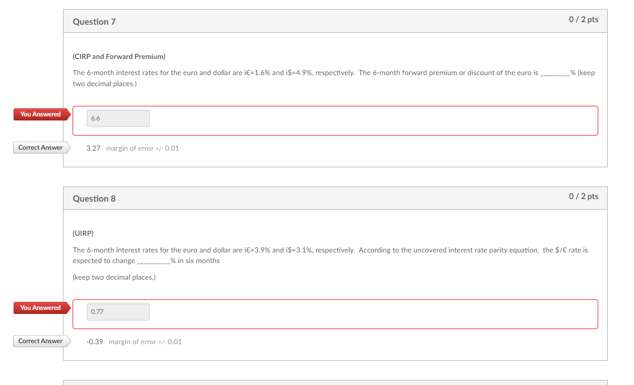 Solved (CIRP and Forward Premium) The 6-month interest rates | Chegg.com