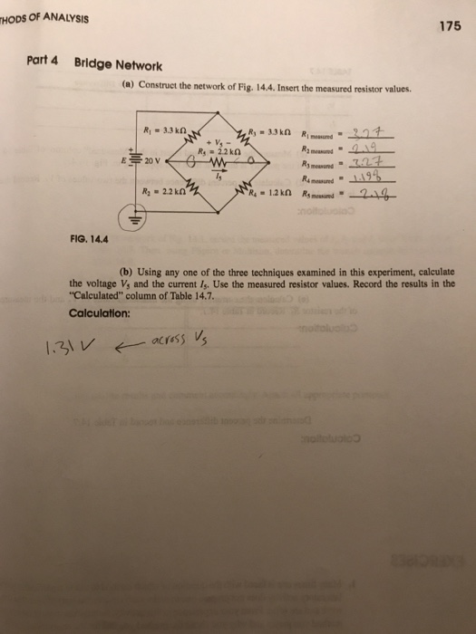 Solved HODS OF ANALYSIS 175 Part 4 Bridge Network | Chegg.com