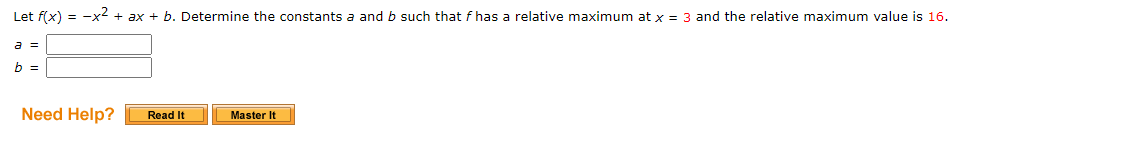 Solved Let f(x) = -x2 + ax + b. Determine the constants a | Chegg.com