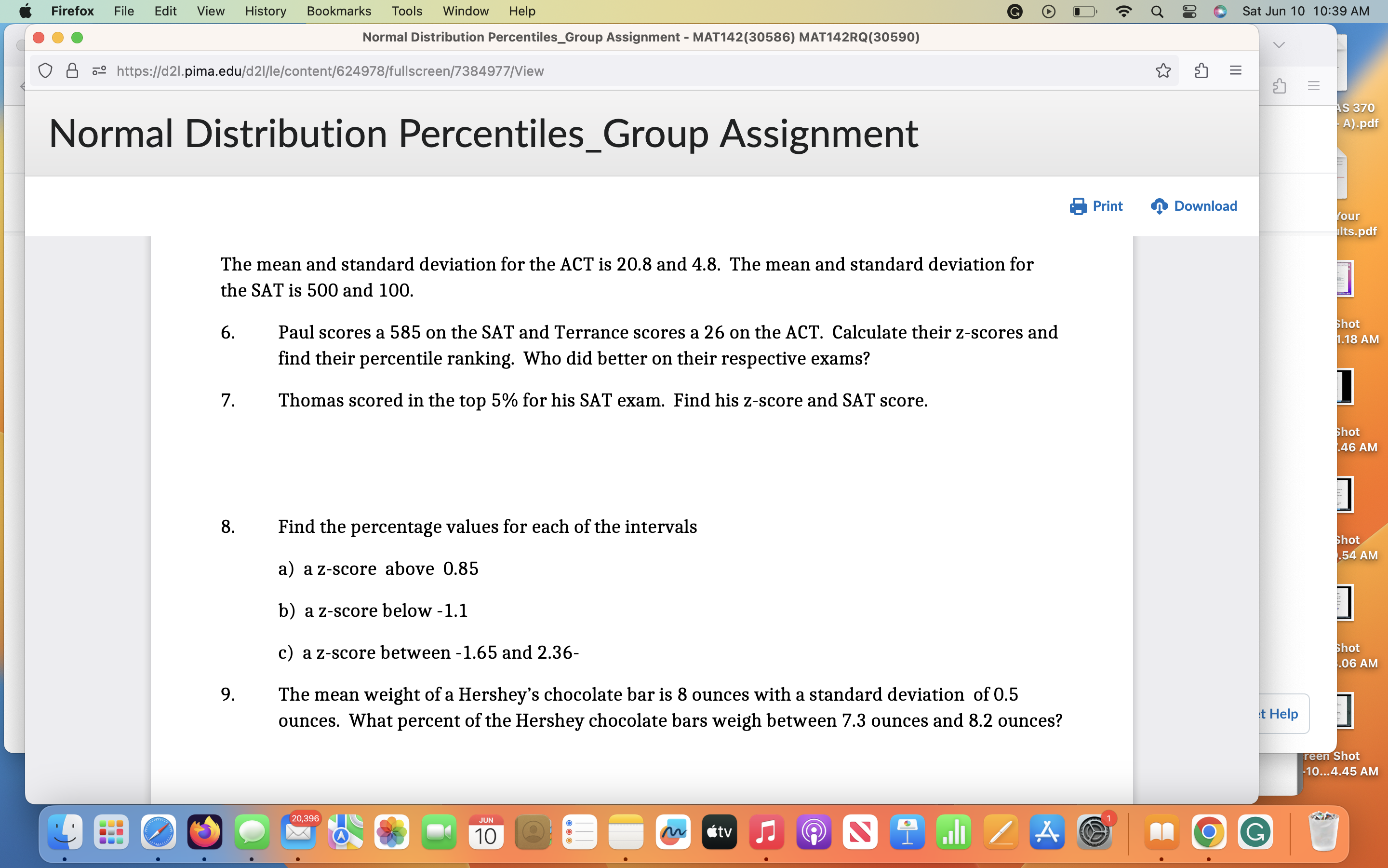 Normal Distribution Percentiles_Group Assignment The | Chegg.com