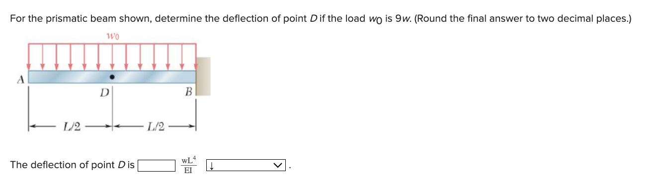 Solved For the prismatic beam shown, determine the | Chegg.com