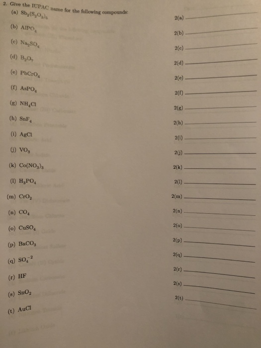 Solved 1. Give the formula for the following compounds: (a) | Chegg.com