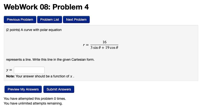 Solved Webwork 08 Problem 1 Previous Problem Problem List 