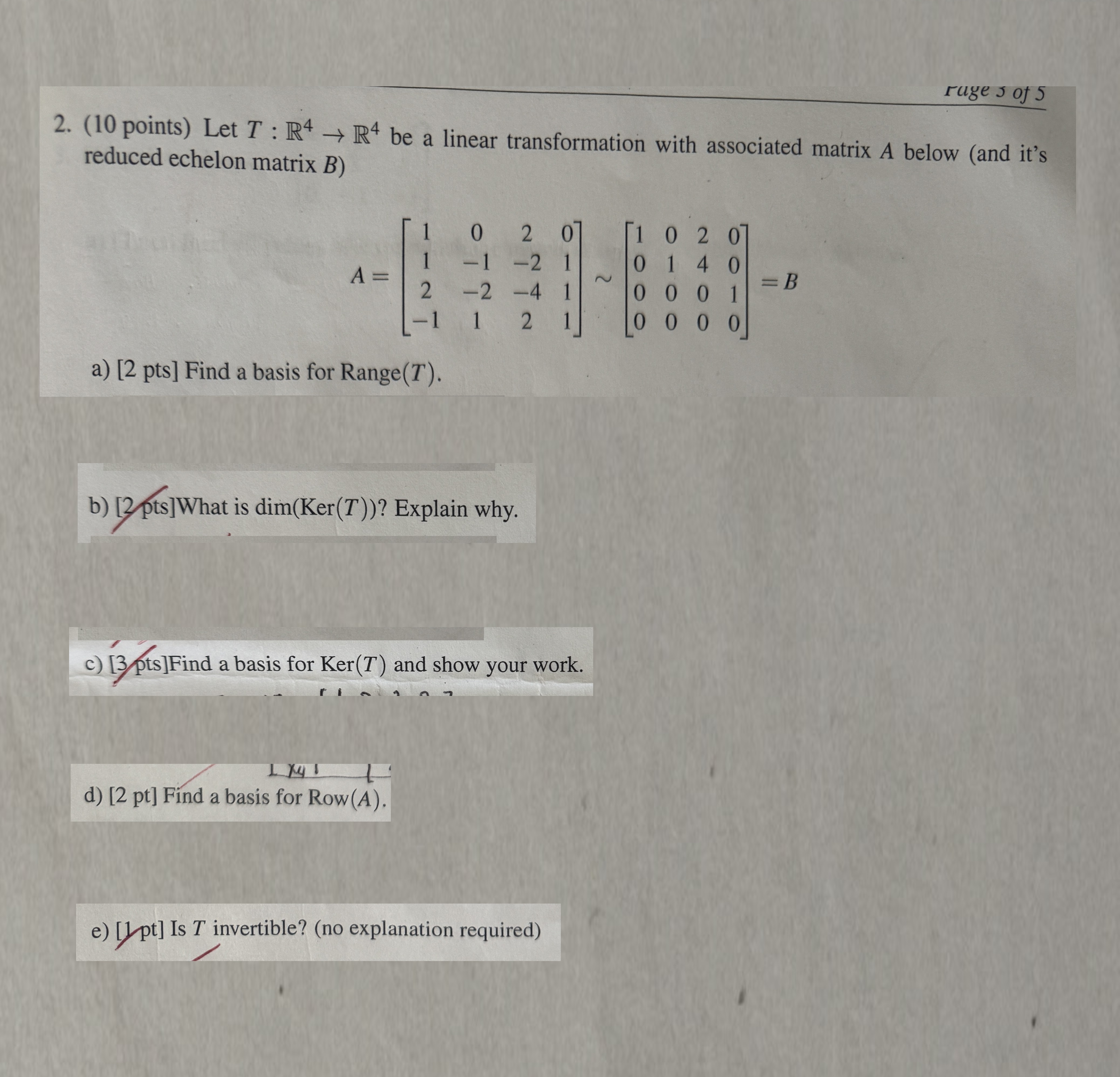 Solved rage 5 of 5(10 points) Let T:R4→R4 be a linear | Chegg.com Solved rage 5 of 5(10 points) Let T:R4→R4 be a linear | Chegg.com