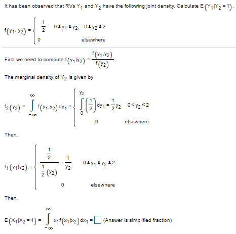 Solved It has been observed that RVs Y, and Y2 have the | Chegg.com